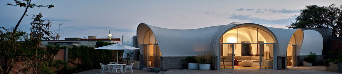 Unconventional architecture of parabolic vaulted ceiling house design