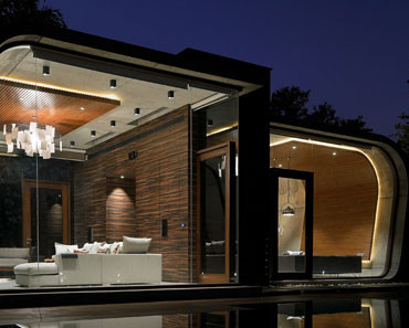 Modern Pool House 'Pebble in Grass' Architecture in New Delhi, India