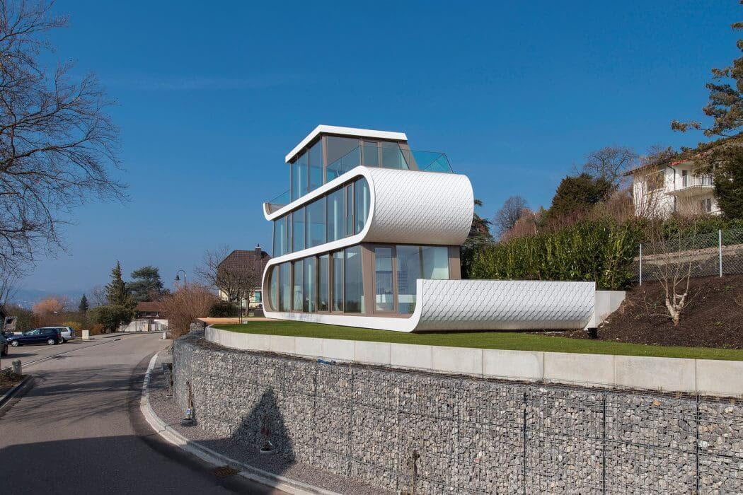 Modern House Design in Ribbon Shape Elevation Facade in Flexhouse ...