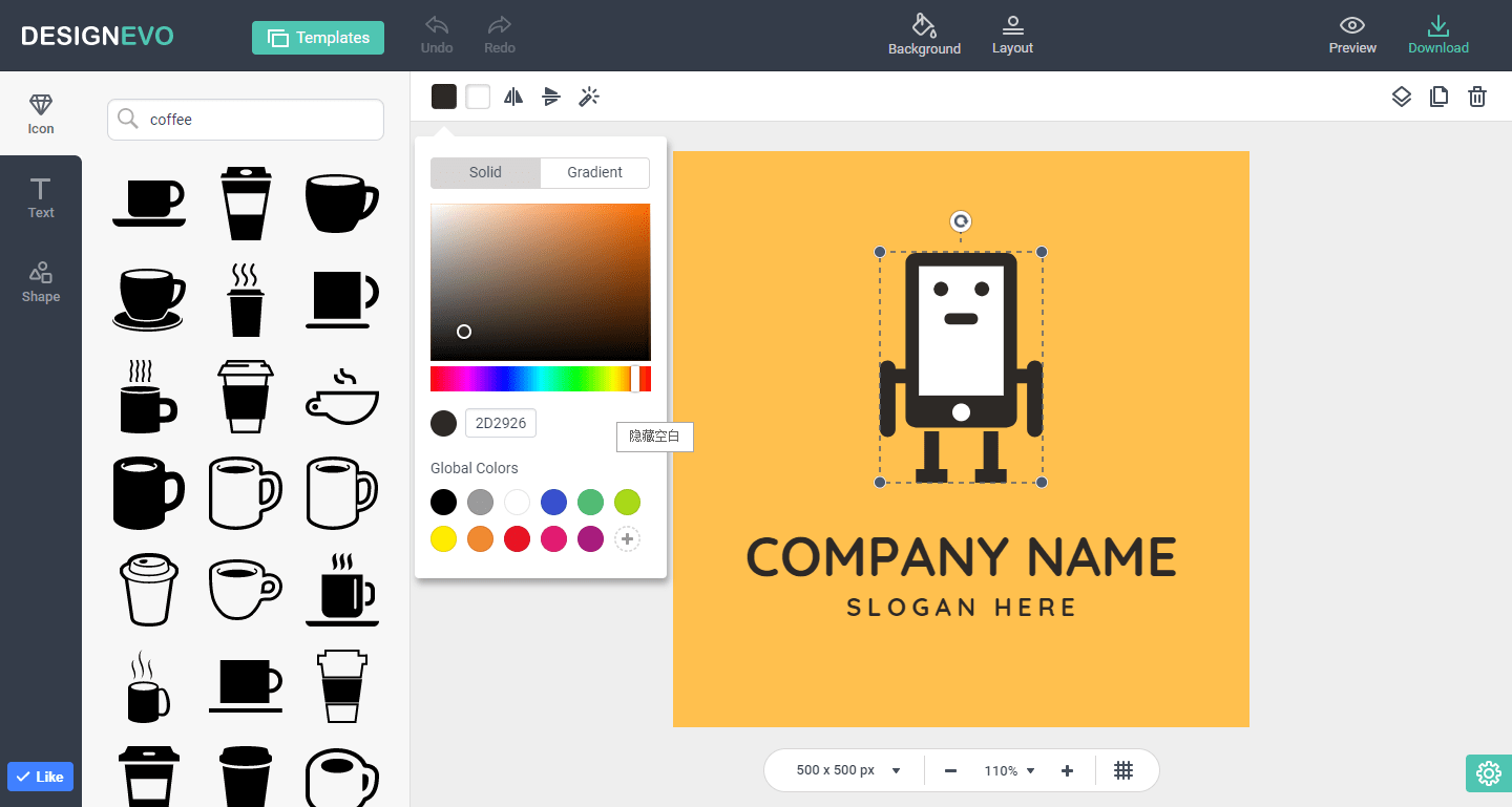 Free online logo maker and download with DesignEvo without any skill