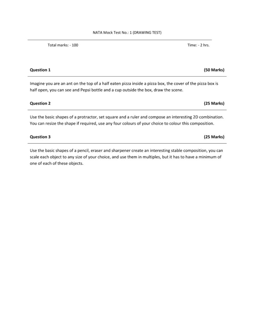 NATA Exam 2023 Question Paper for Prepare your self - Kadva Corp