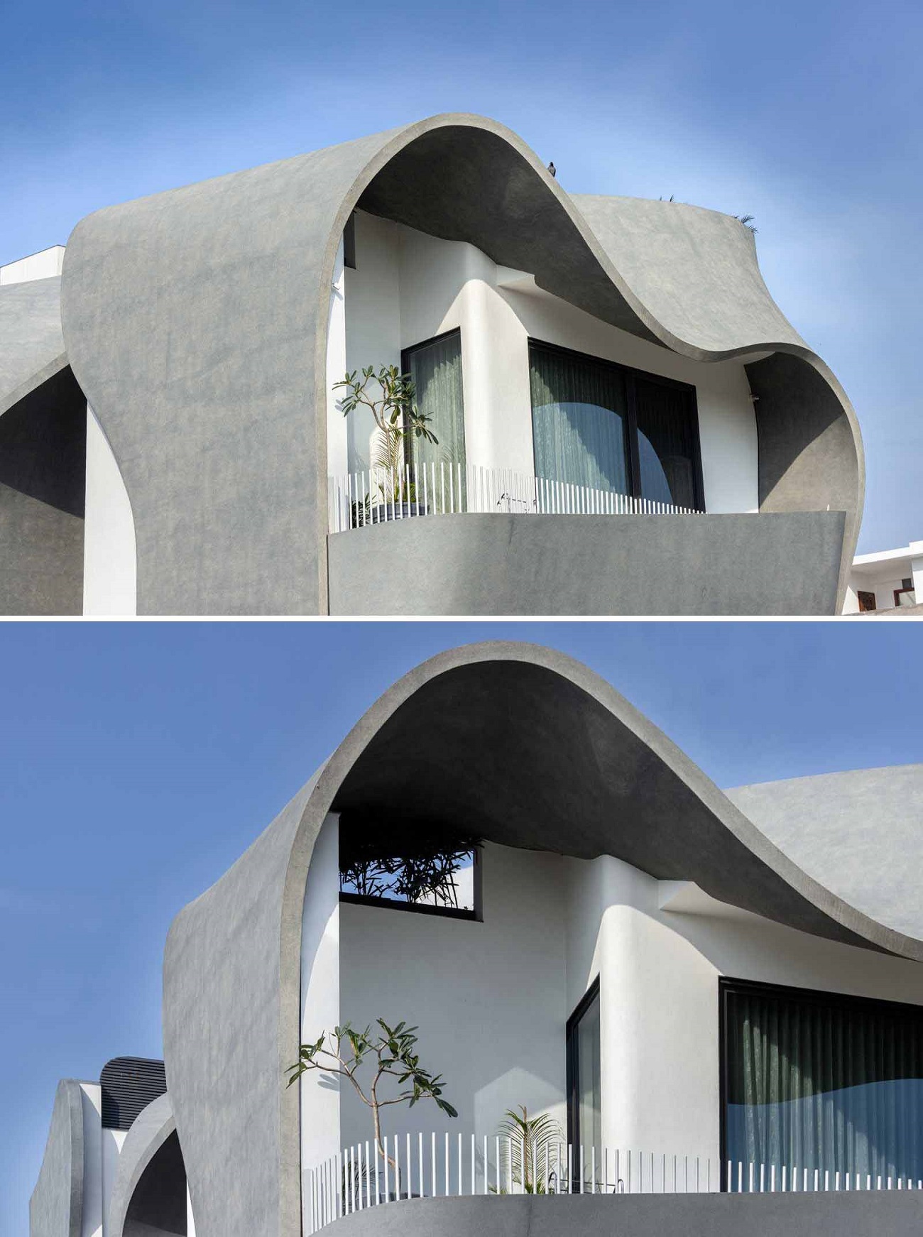 Folds of A Ribbon: Inspiration for Modern Villa’s Sculptural Elevation - Kadva Corp