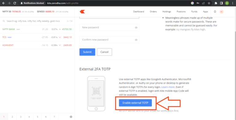 How to set up Google Authenticator OTP (TOTP) to log in to Kite? Zerodha
