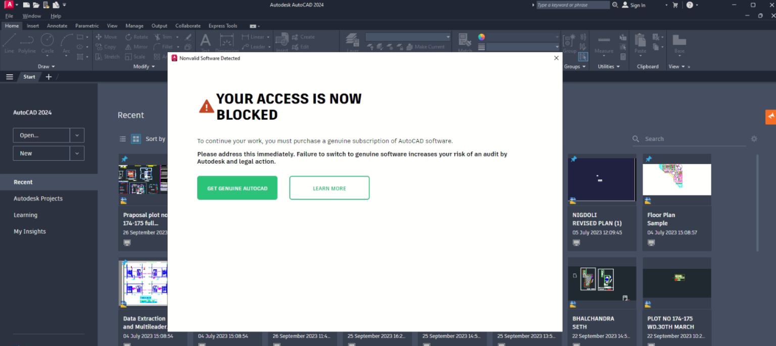 Fixed your access is now blocked autocad 2024 - Kadva Corp